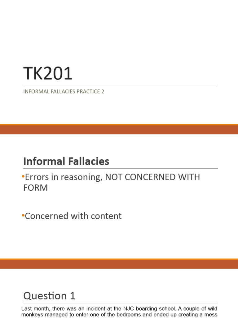 2023 TK2 Term 1 Fallacies Prac 2 Review (For Uploading) | PDF