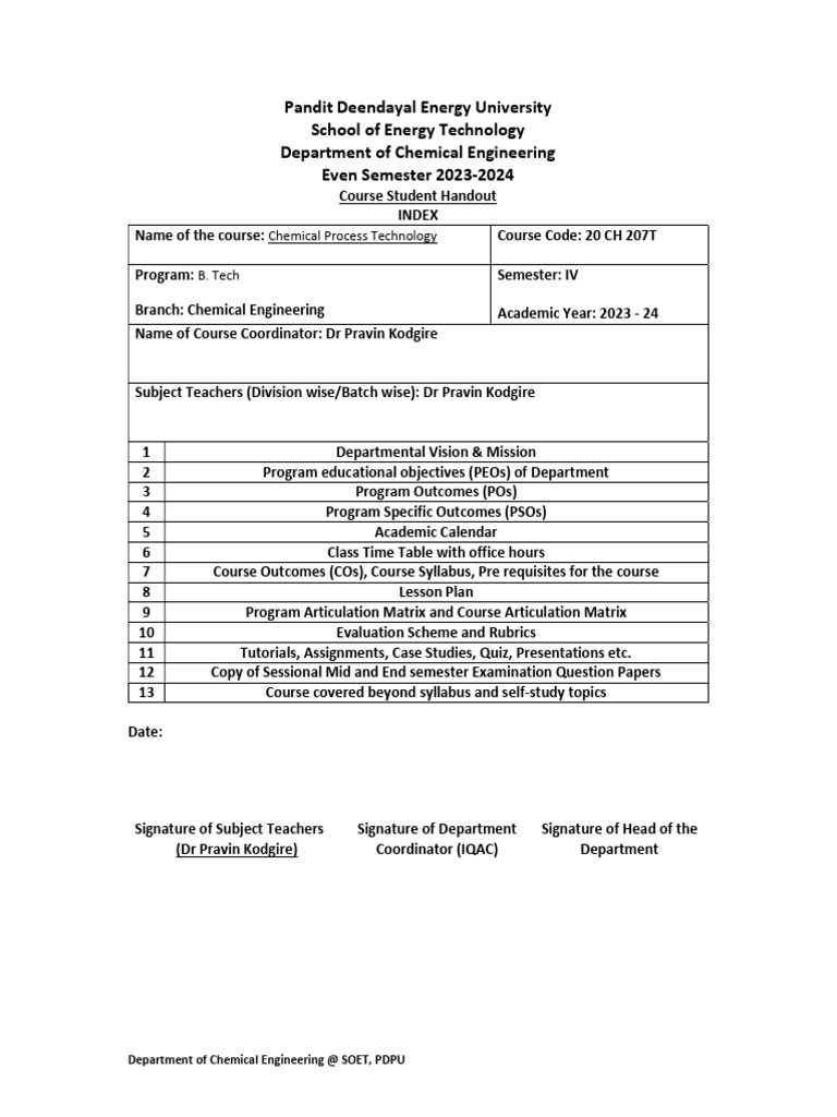 Course Student Handout Format CPT 04.01.2024 | PDF | Engineering | Biofuel