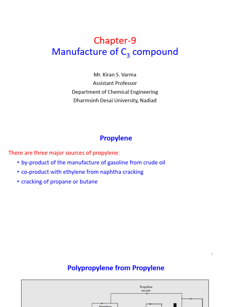 Chapter 9 - Manufacture of C3 Compound | PDF | Chemical Reactor ...