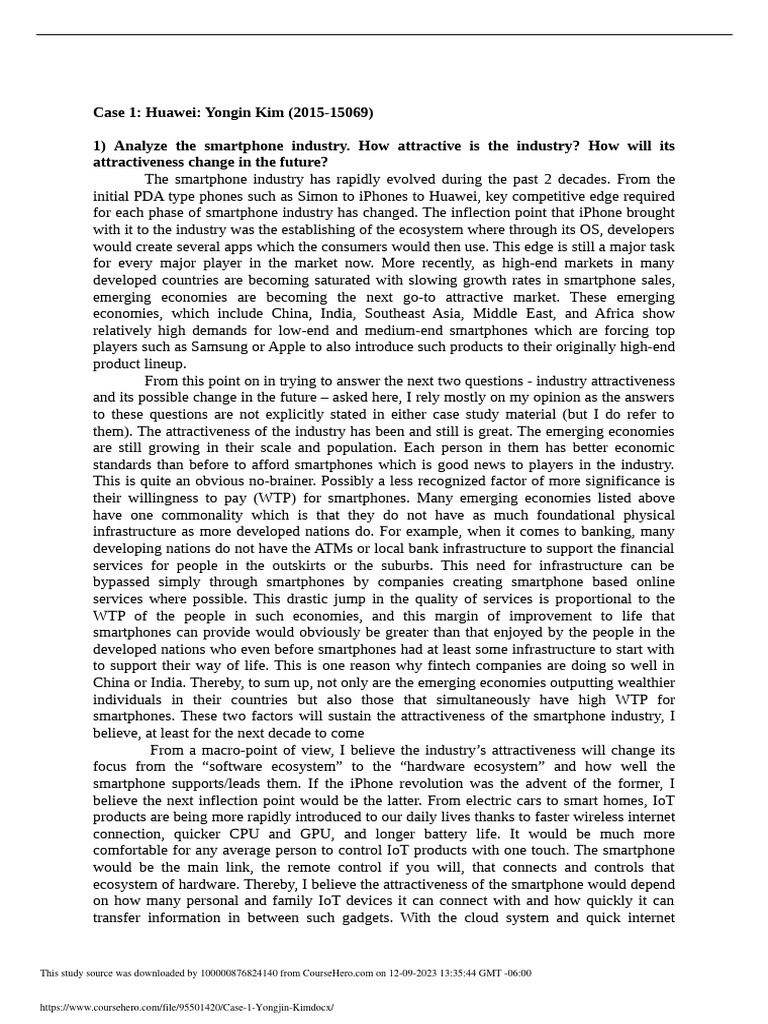Case 1 Yongjin Kim | PDF | Smartphone | Computing