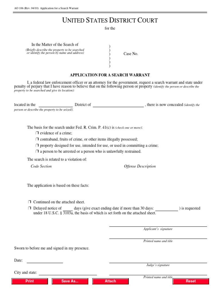 Application For A Search Warrant | PDF | Search Warrant | Law Of The ...