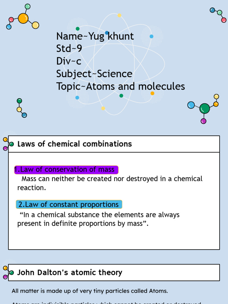 Science Project Atom and Molecules Best Presenyt | PDF | Ion | Chemical ...