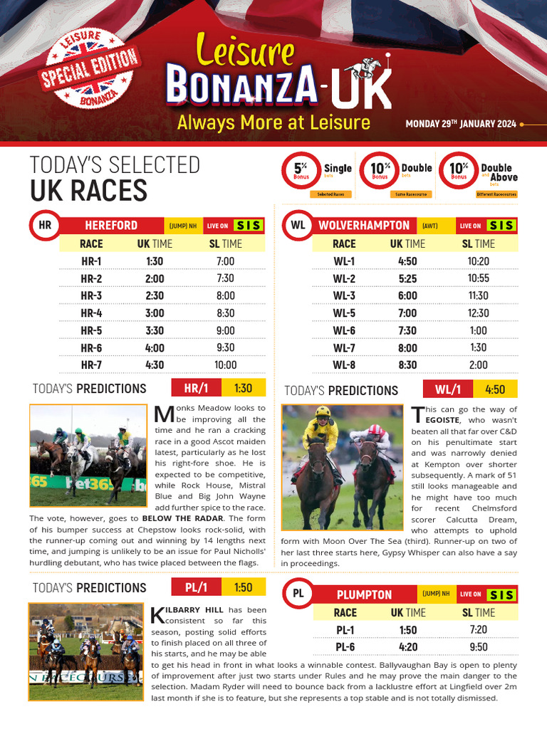 (29012024) Uk-Bonanza | PDF | Racehorses | Animal Racing