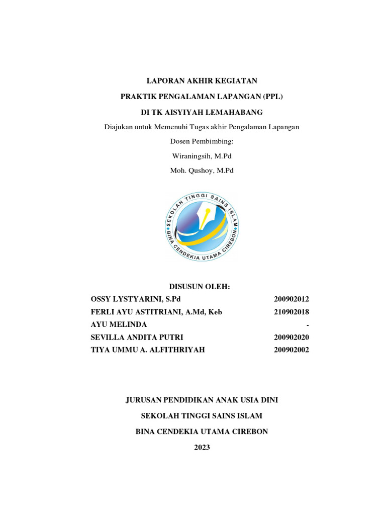 Laporan Akhir Kegiatan PPL TK Aisyiyah Fix | PDF