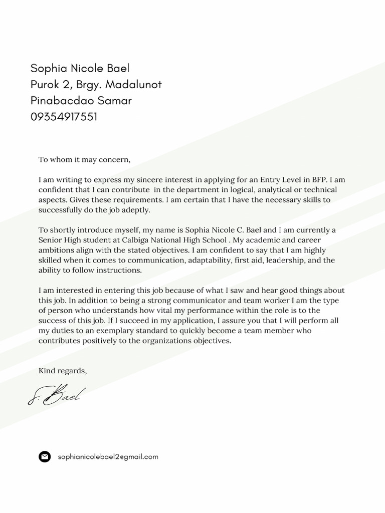 White & Green Simple Minimalist Professional Cover Letter | PDF
