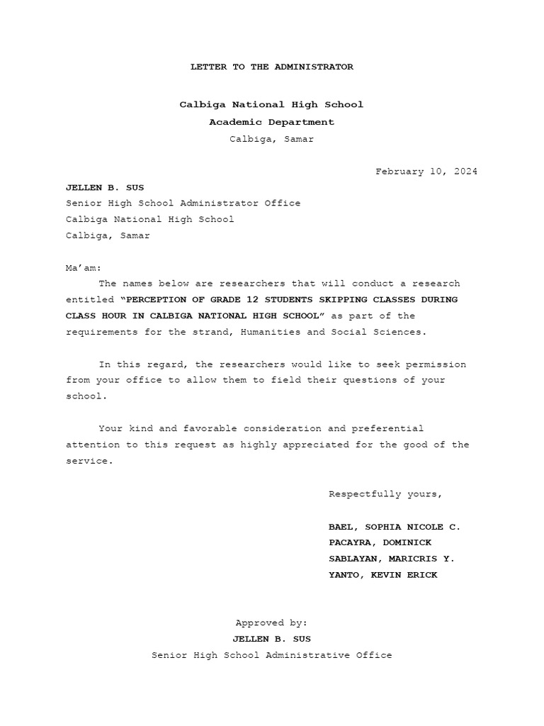 Research Permission Request for Students | PDF | Observation | Intelligence