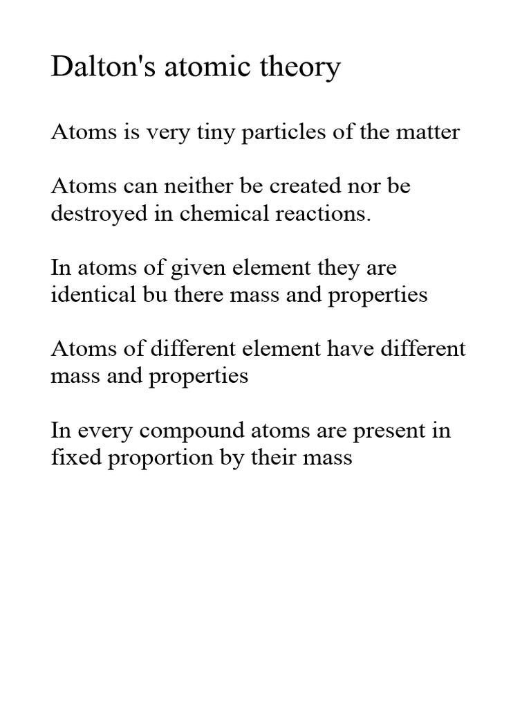 Dalton's Atomic Theory | PDF