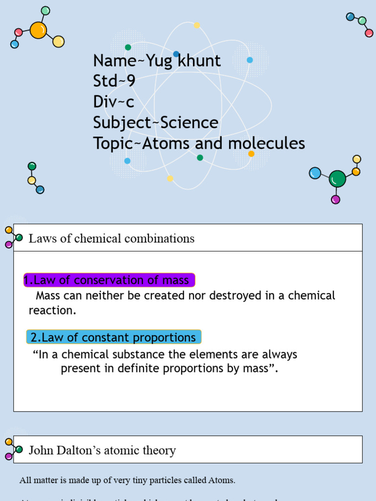 Atoms & Molecules: Key Concepts | PDF | Social Science | Science & Mathematics