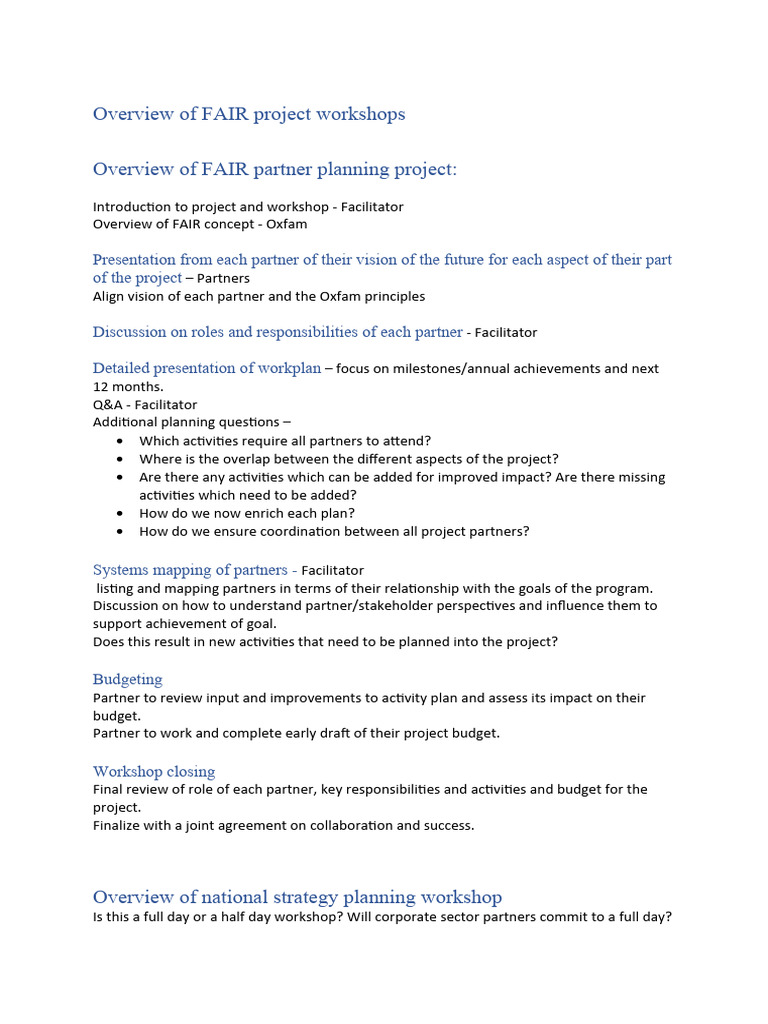 Overview of FAIR Planning Project | PDF | Non Governmental Organization ...