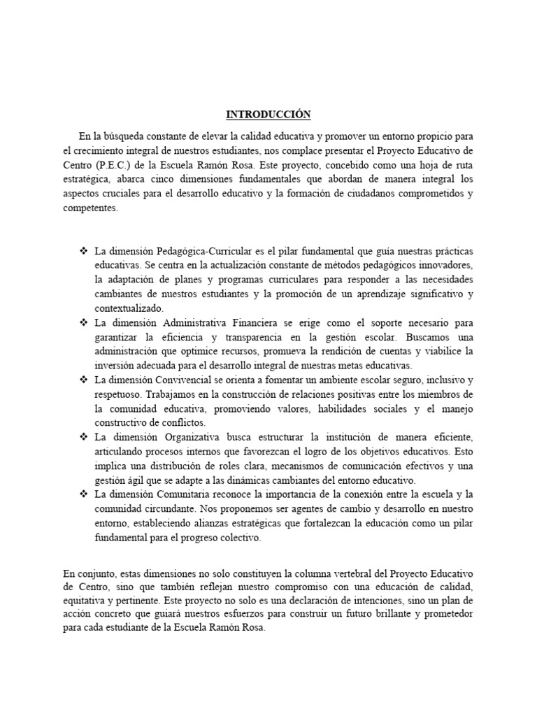 PEC Escuela Ramon Rosa | Descargar gratis PDF | Plan de estudios ...
