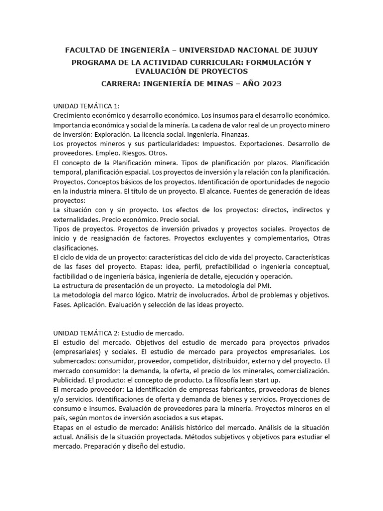 Planificación de Form y Eval de Proyectos | PDF | Mercado (economía ... Planificación de Form y Eval de Proyectos | PDF | Mercado (economía ...
