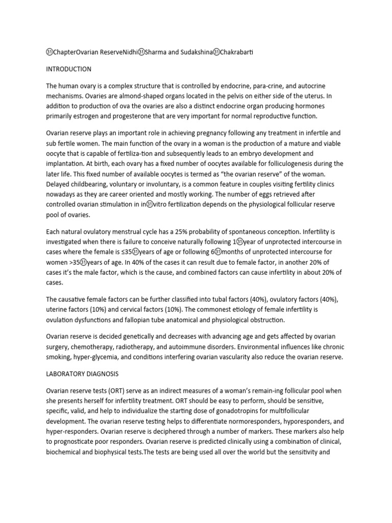 Understanding Ovarian Reserve in Fertility | PDF | Ovary | Infertility