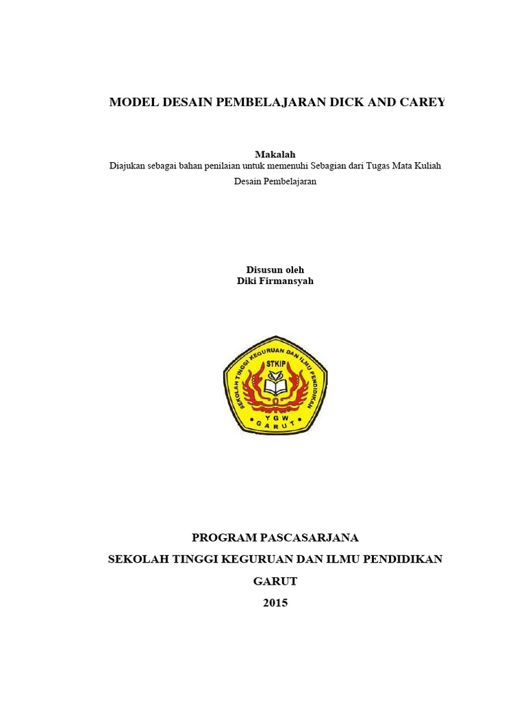 Makalah Model Desain Pemb Dick and Carey Edit 2 2 | PDF | Seni