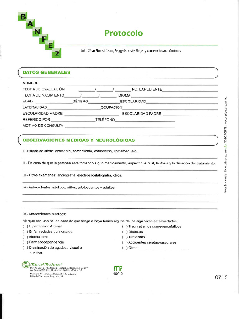 Protocolo BANFE 2 | PDF | Medicina CLINICA | Causas de la muerte