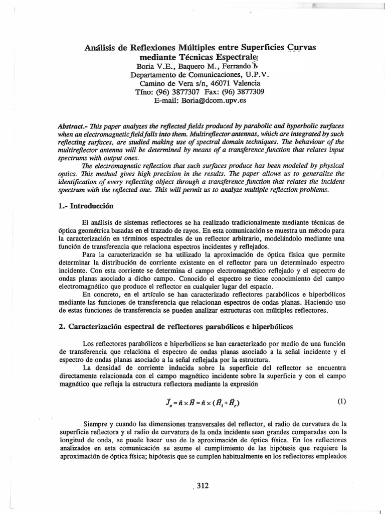 Análisis de Reflexiones Múltiples Entre Superficies Curvas Mediante Técnicas Espectrales | PDF ...