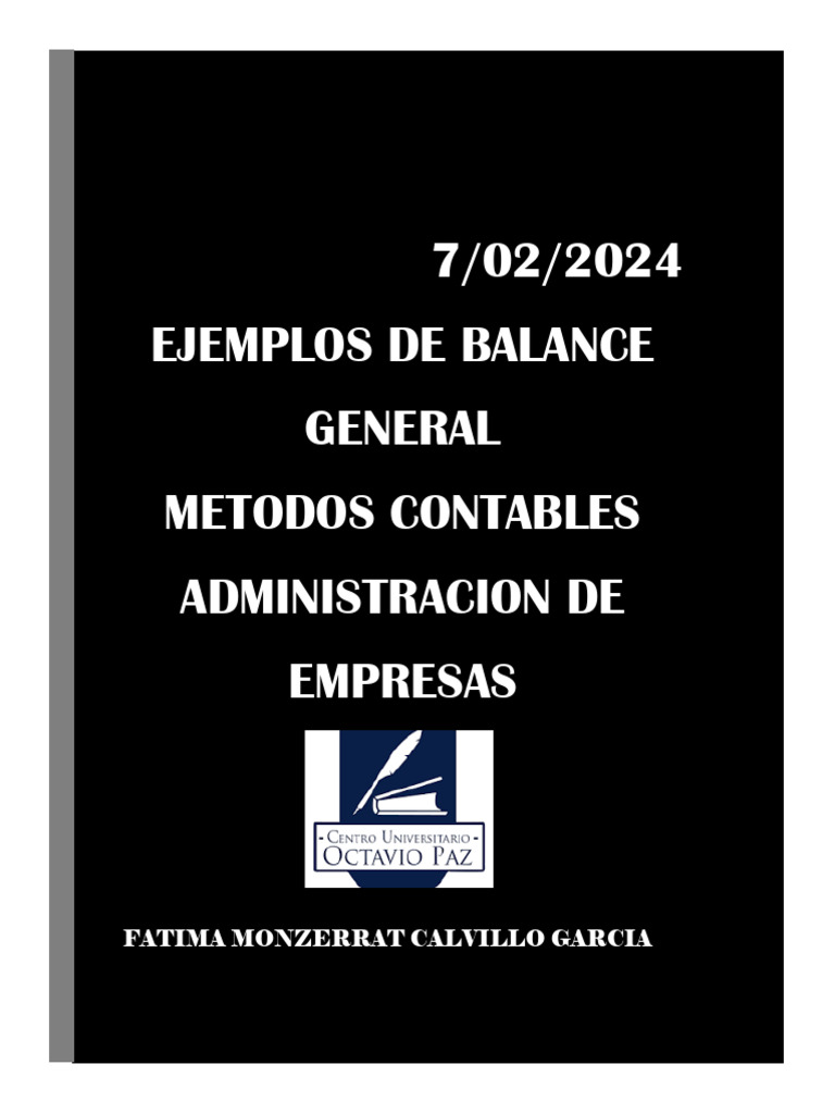 EJEMPLO 1 DE BALANCE GENERAL | PDF | Contabilidad | Hoja de balance