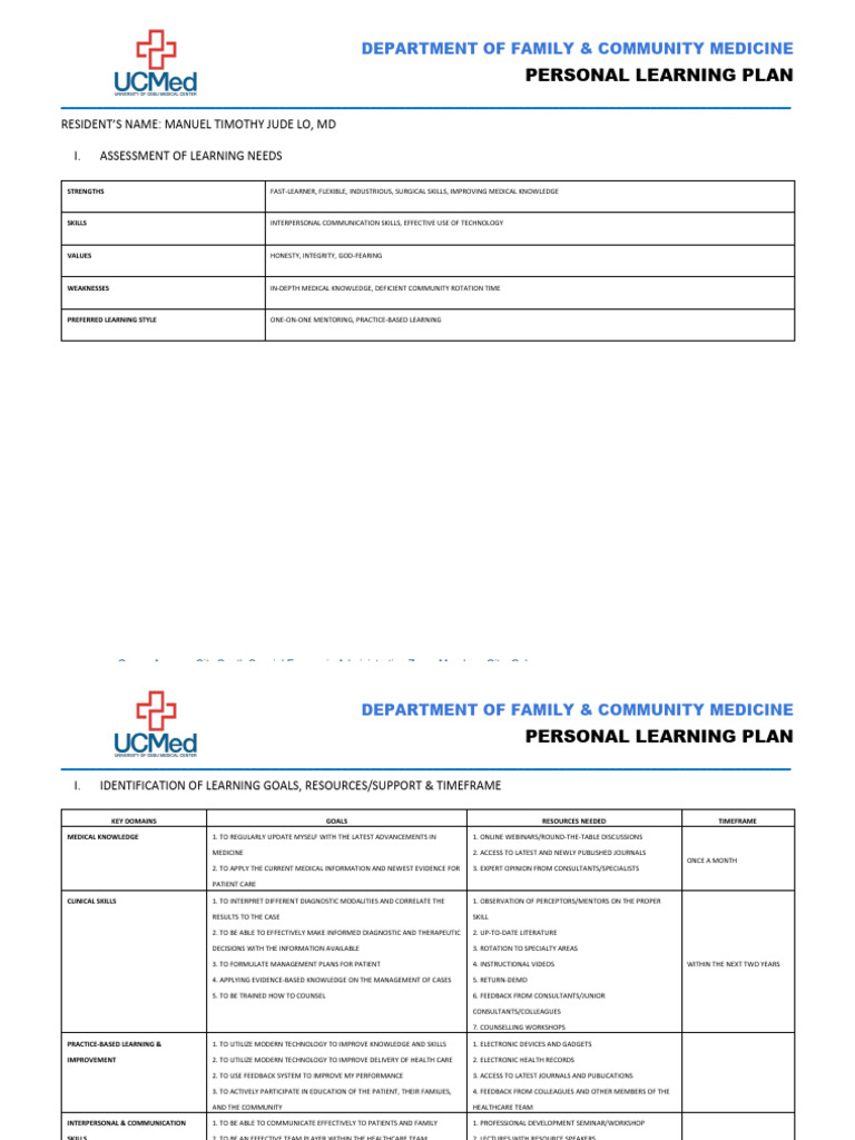 Personal Learning Plan 2nd Year | Download Free PDF | Medicine | Health Care