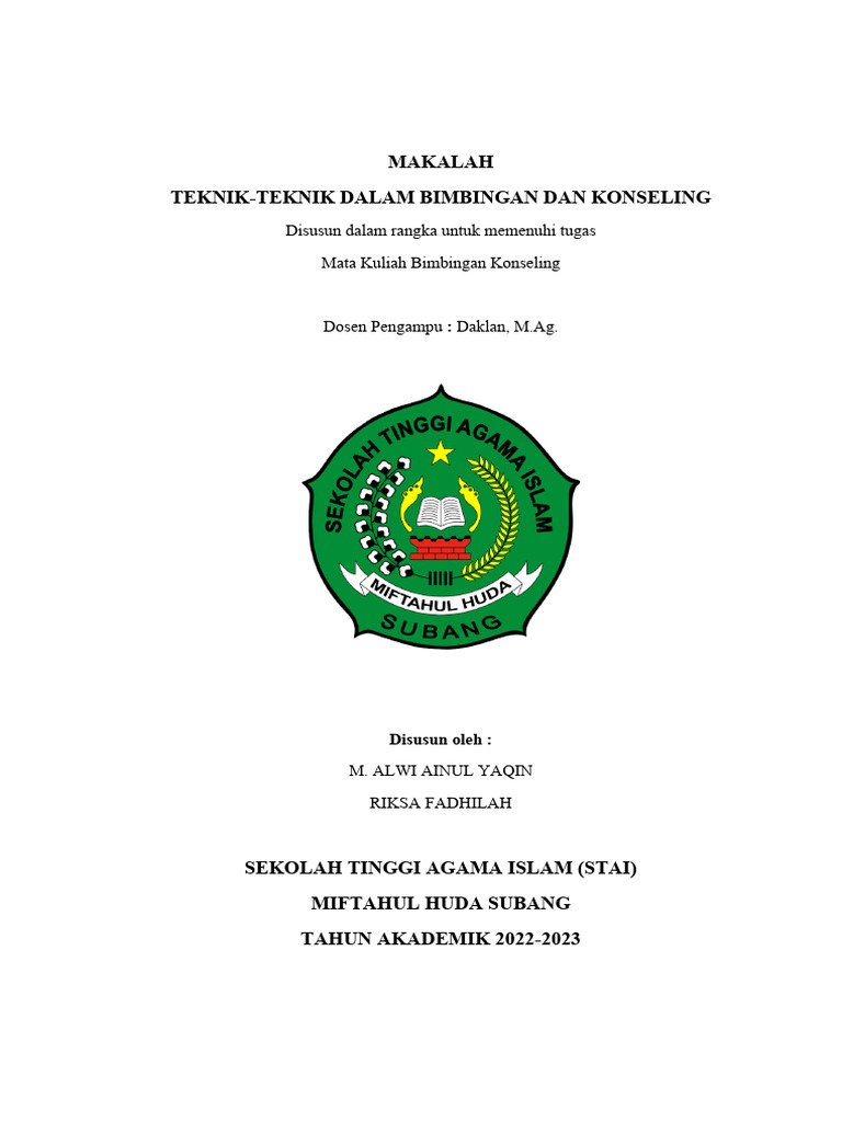 Makalah Teknik-Teknik Bimbingan Konseling | PDF