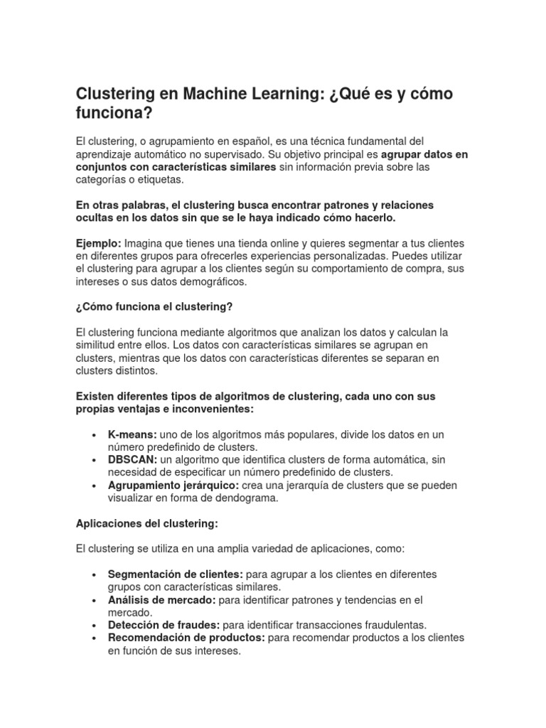 Clustering en Machine Learning: Guía Práctica | PDF | Aprendizaje ...