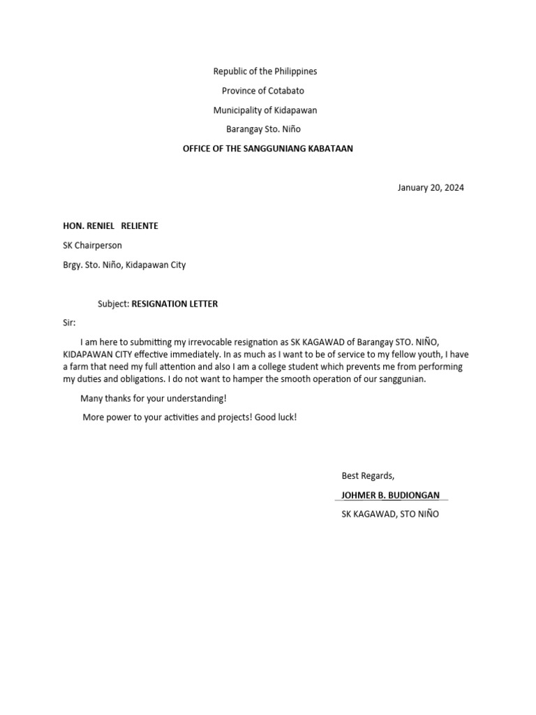 Resignation Letter | PDF