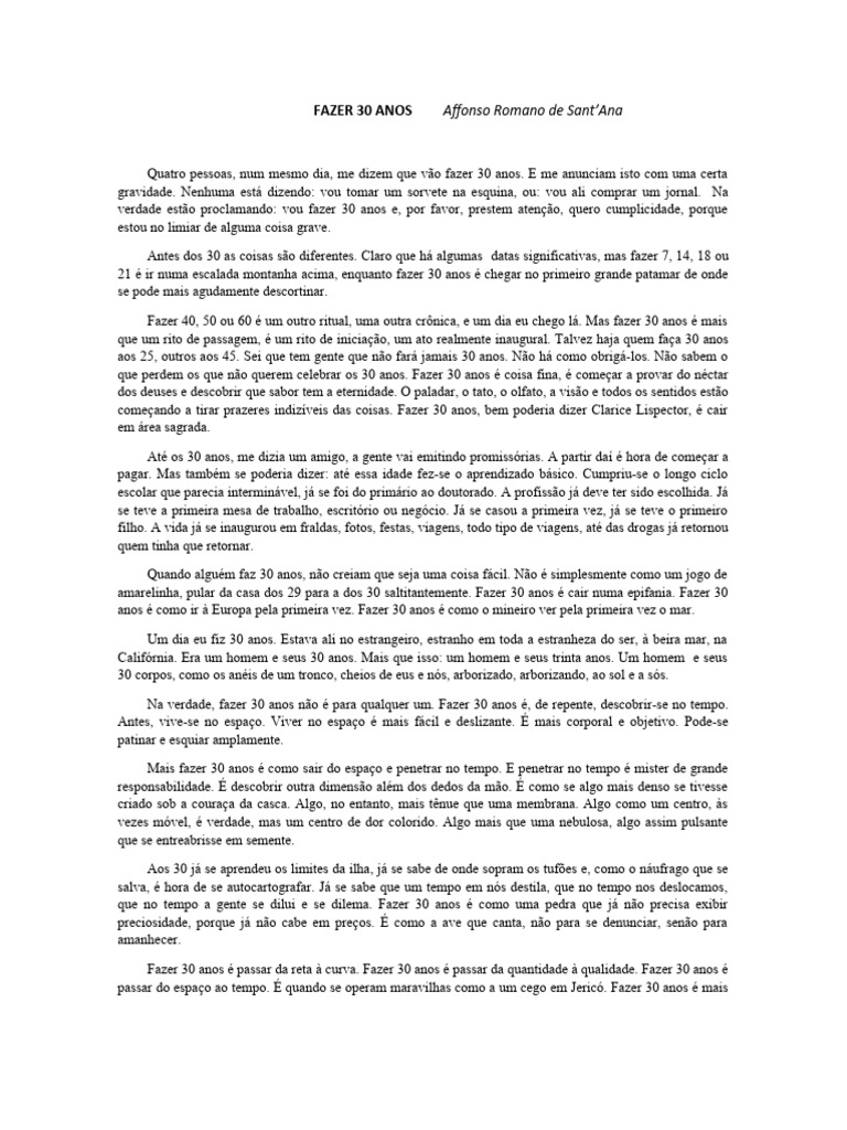FAZER 30 ANOS Affonso Romano de Sant | PDF | Arte