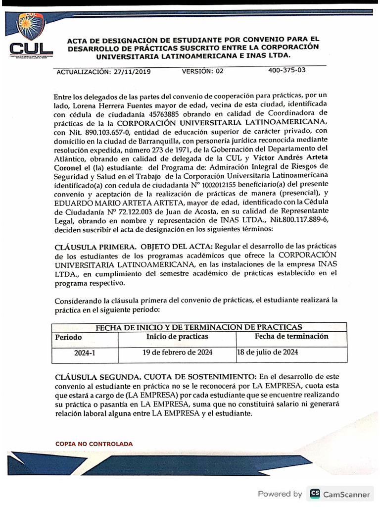 Acta de Designación Victor Andres Arteta Coronell 7022024 | PDF