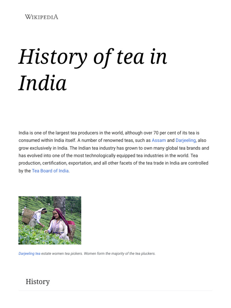History of Tea in IndiaWikipedia | PDF | Tea | Hot Drinks