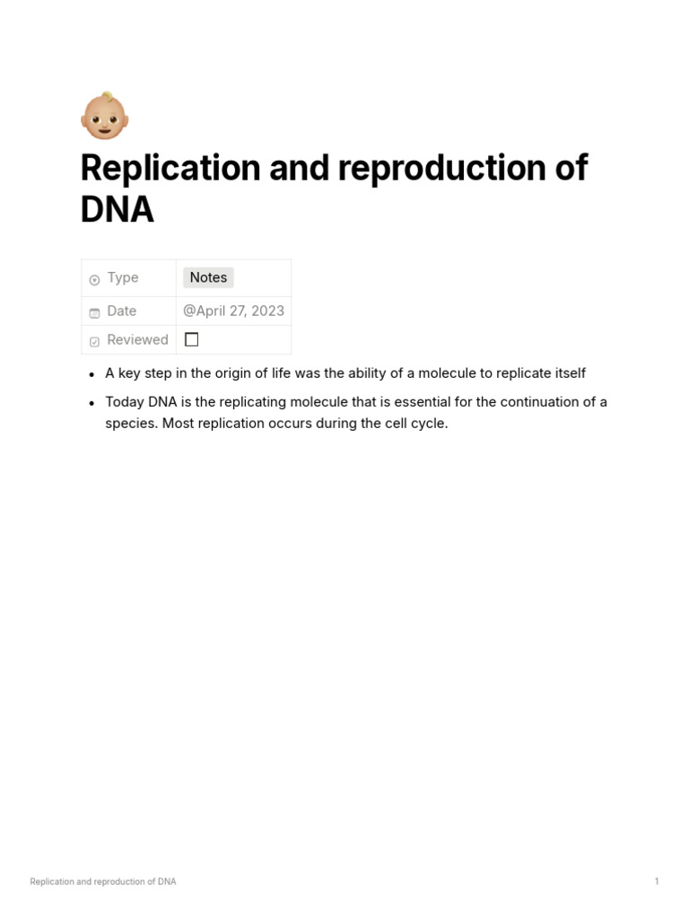 Replication and Reproduction of DNA | PDF | Dna Replication | Sexual ...