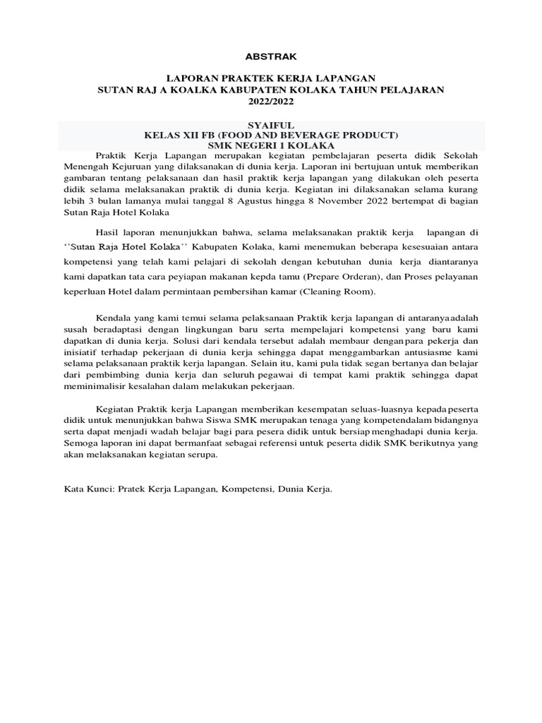 Contoh Tugas Abstrak Bahasa Inggris Kelas 12 | PDF