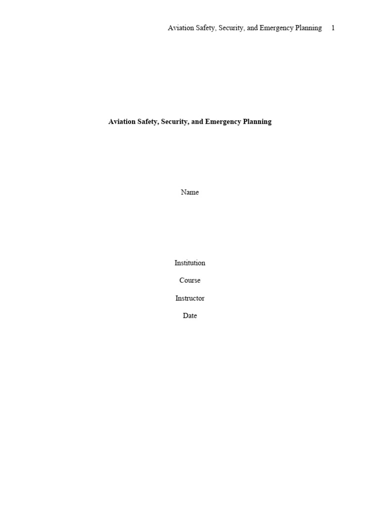 Aviation Safety Security and Emergency Planning | PDF | Risk | Aviation ...