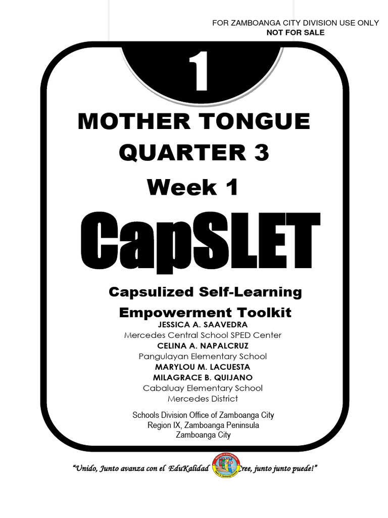 GRADE 1 Q3 MTB - MLE Week 1 CAPSLET EDITED | PDF | Autosuperación | Bienestar