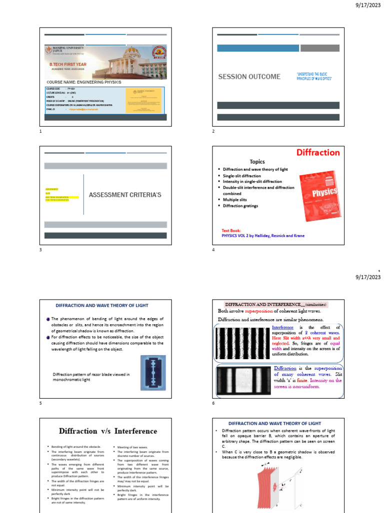 2 Diffraction Aug 2023 (Students Copy) | PDF | Diffraction | Optics