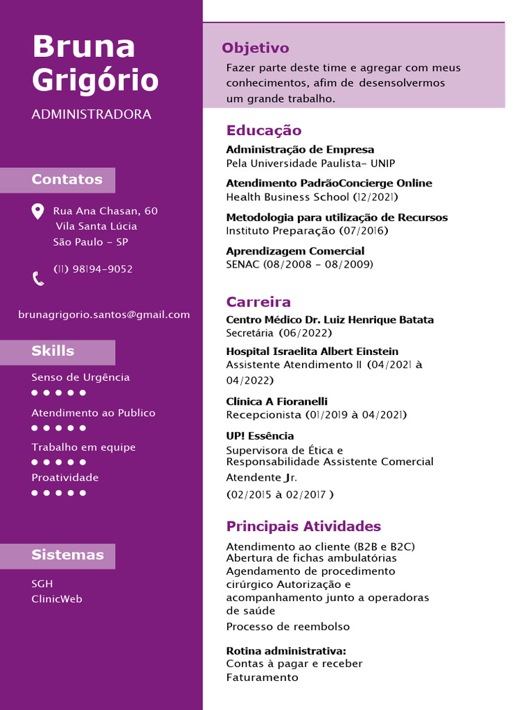 CV Bruna Grigório | PDF