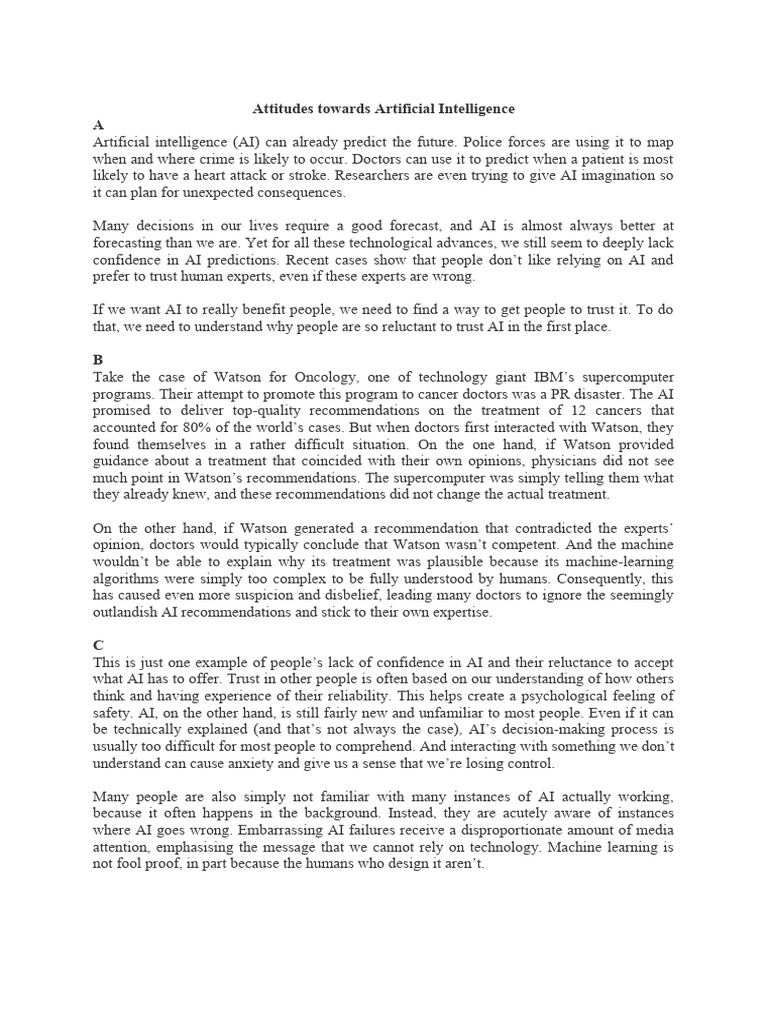 Attitudes Towards Artificial Intelligence | PDF