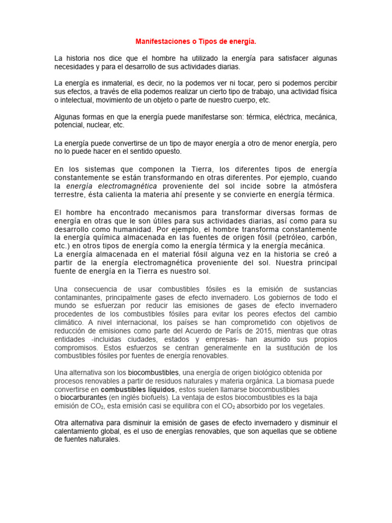 Manifestaciones o Tipos de Energía 104 | PDF