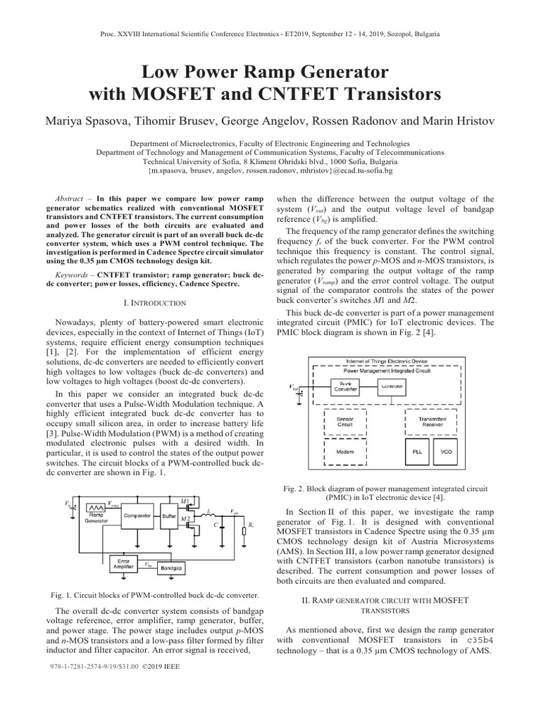 Low Power Ramp Generator With MOSFET and CNTFET Transistors | PDF ...