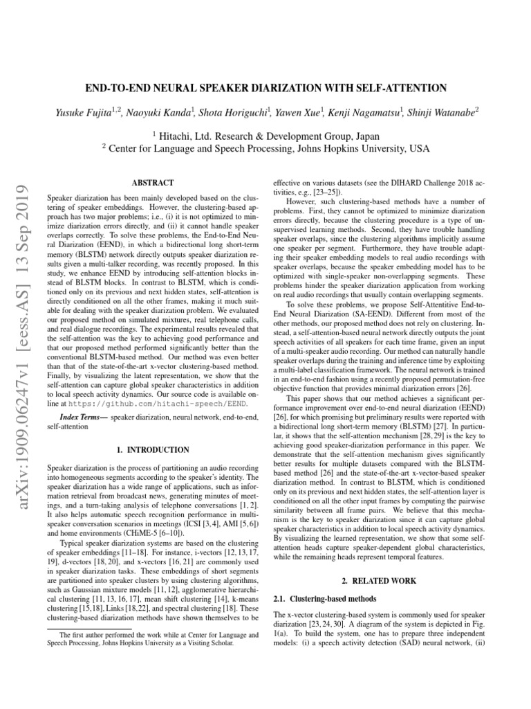 2019-End-To-End Neural Speaker Diarization With Self-Attention | PDF | Artificial Neural Network ...