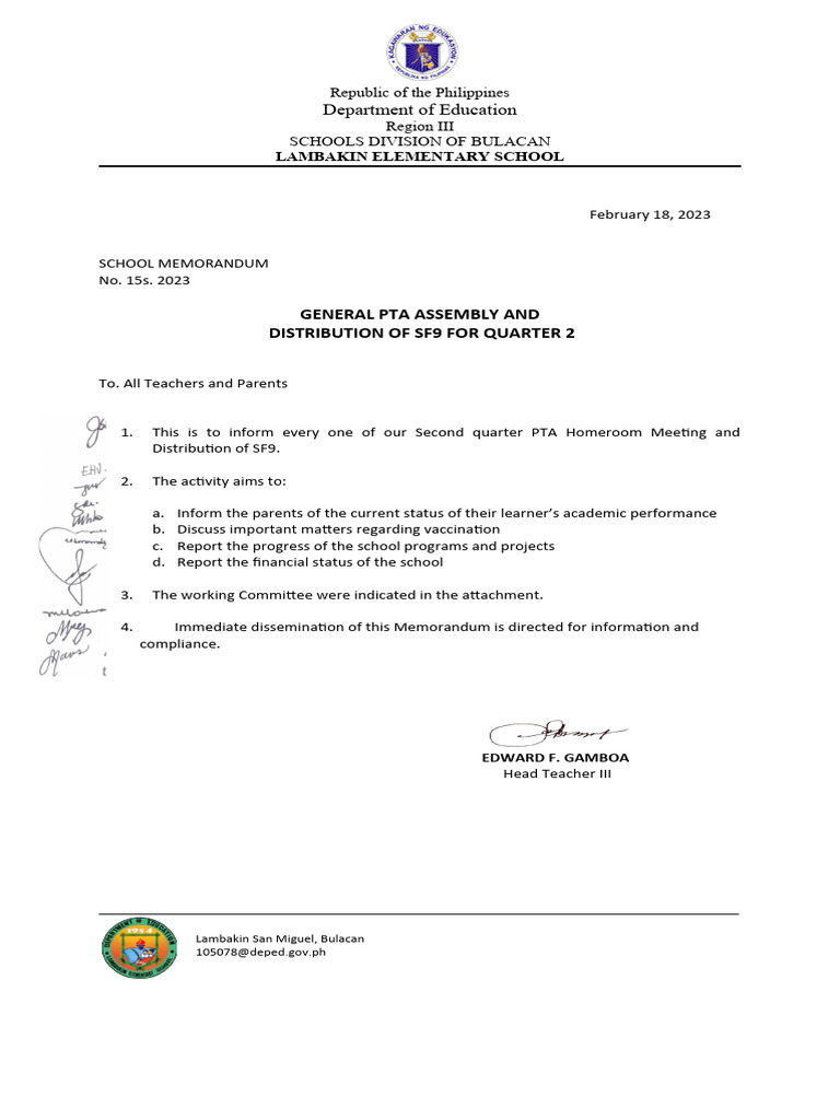 Memo 1st Quarter Distribution of Cards | PDF