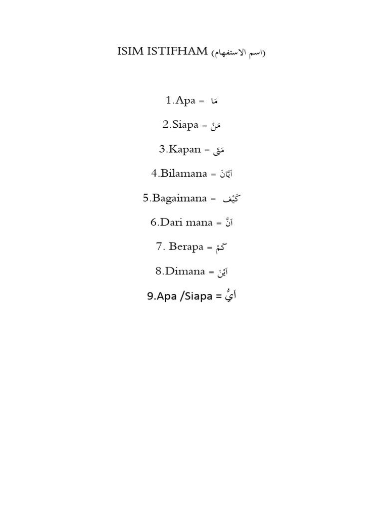 Isim Istifham Dan Percakapannya | PDF