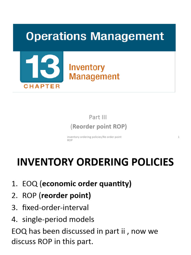 Inventory Management Part 3 | PDF | Inventory | Economies