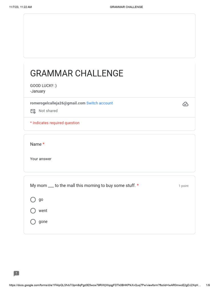 Grammar Challenge | PDF