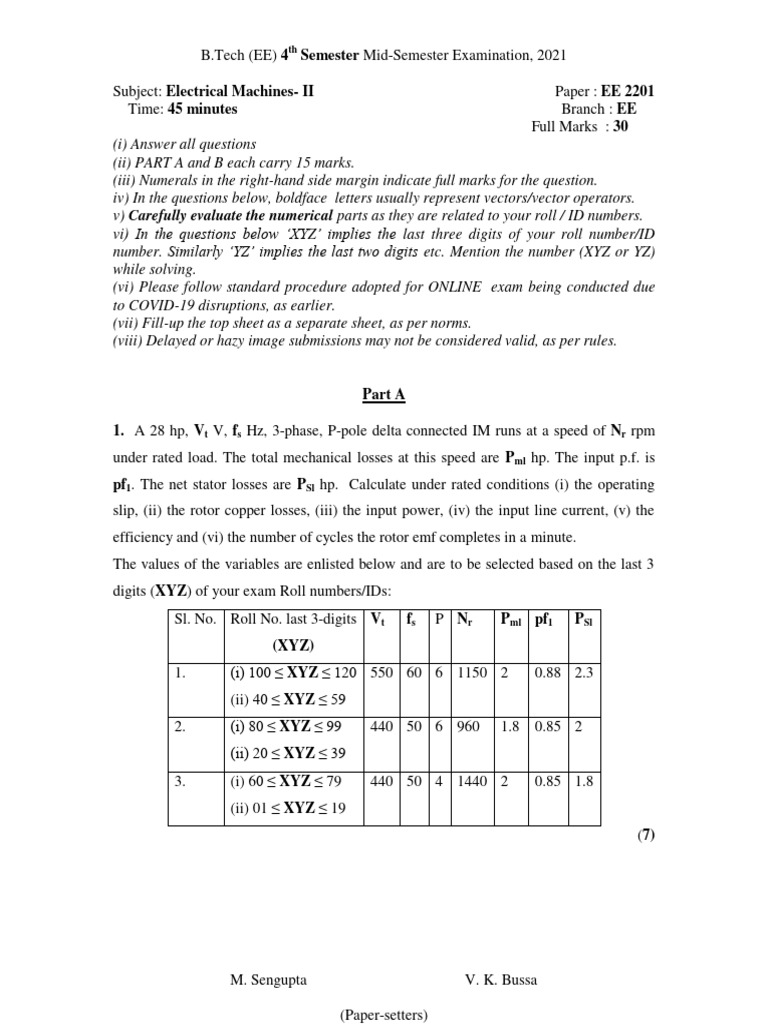 Midsem Paper EE2201 | PDF | Electric Motor | Electricity