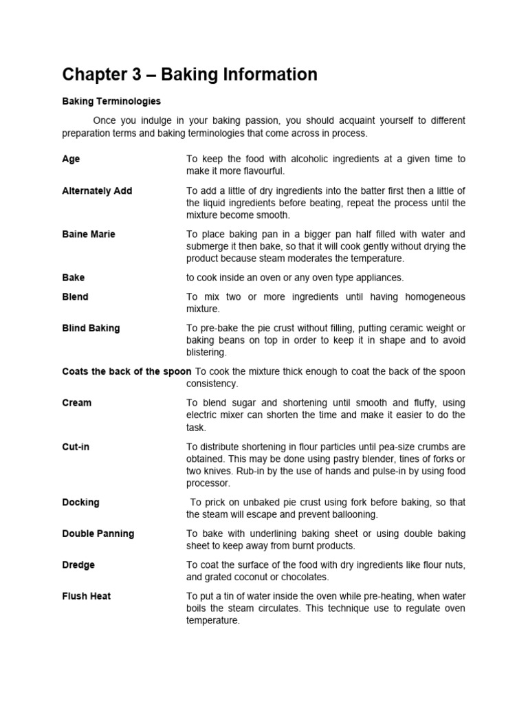 Chapter+3 1-Baking+terminologies | Download Free PDF | Baking | Breads