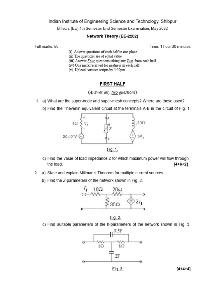 EE2202 - EndSem QP-May2022 | PDF | Electronic Circuits | Electrical Circuits