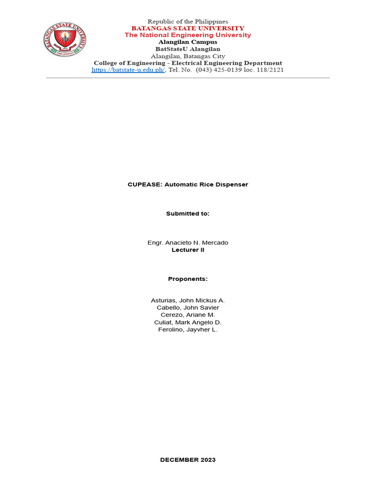 Automatic Rice Dispenser Prototype | PDF | Automation | Arduino