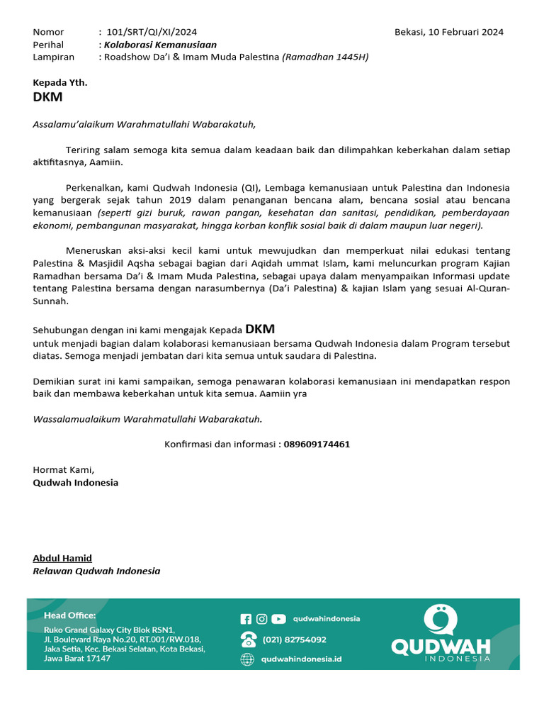 Contoh Surat Permohonan Kolaborasi QI | PDF