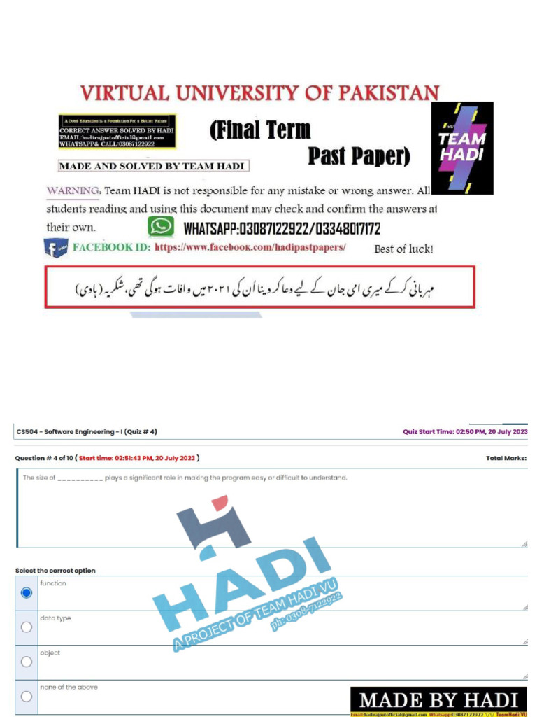 CS504 Final Term File 5 Solved by Team Hadi | PDF