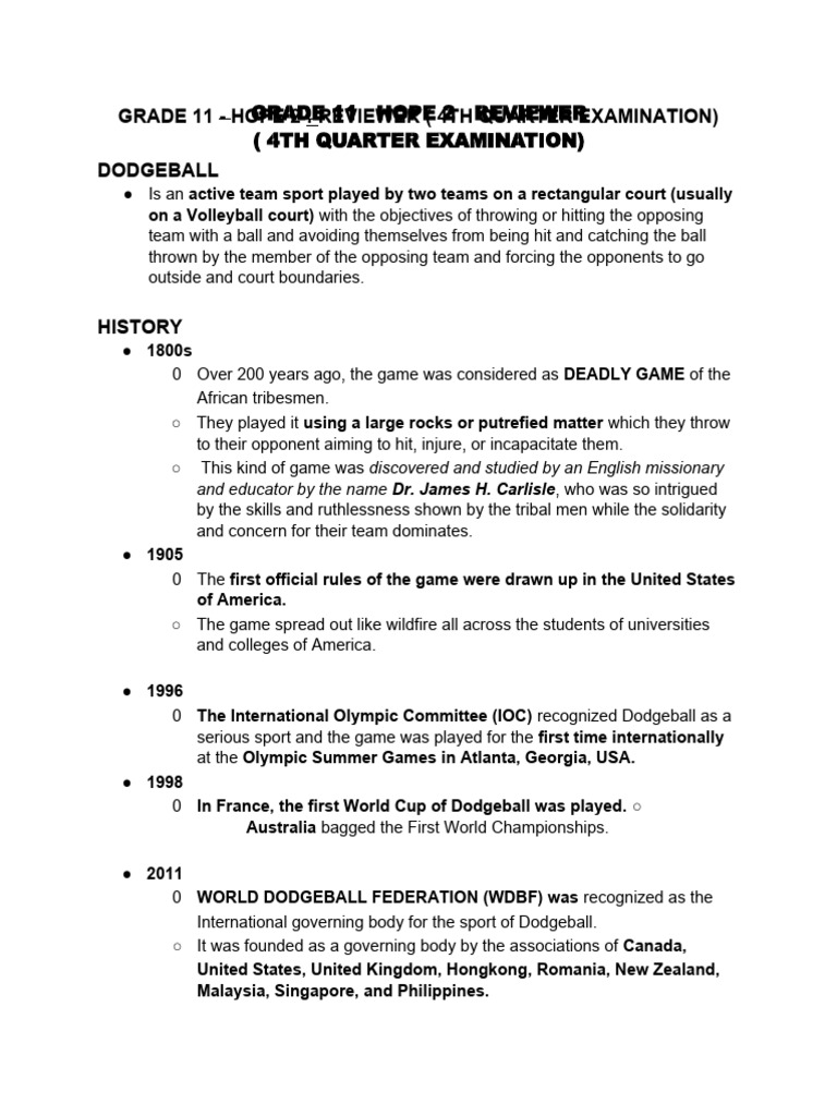 G11 HOPE 4th Grading Reviewer | PDF