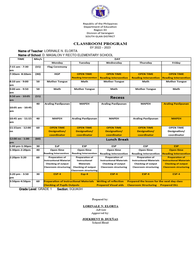 CLASSROOM PROGRAM 2022 2023 Final | PDF | Schools | Behavior Modification