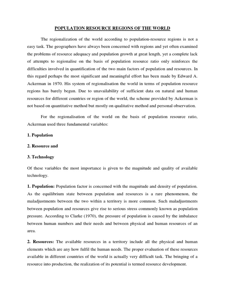 Ackerman's Population Resource Regions | PDF | Europe | Desert